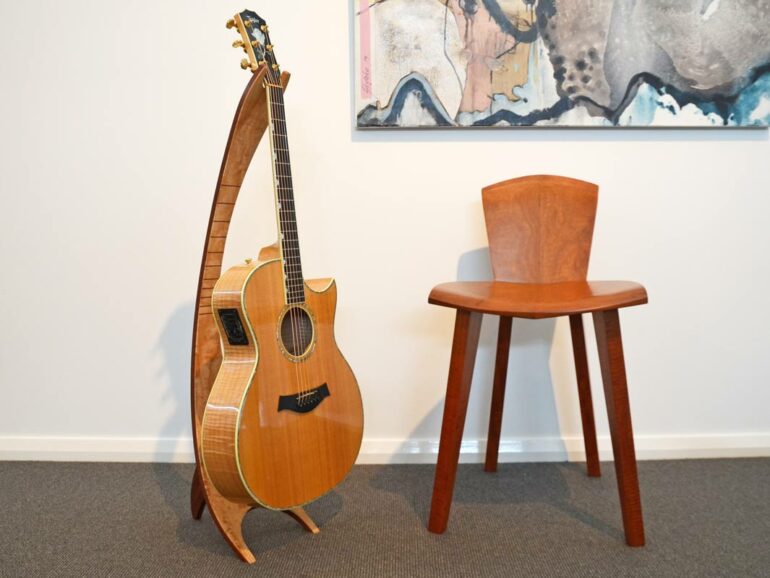 Designer Timber Guitar Stand - JahRoc Galleries